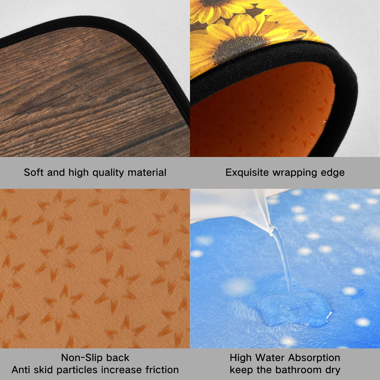 Kitchen Carpet Set 2 Piece 19.7"x27.6"+19.7"x47.2", Non-Slip Kitchen Mats and Rugs, Soft, Super Absorbent, Washable Kitchen Doormat Carpet Mat (Country Style Sunflower 03)