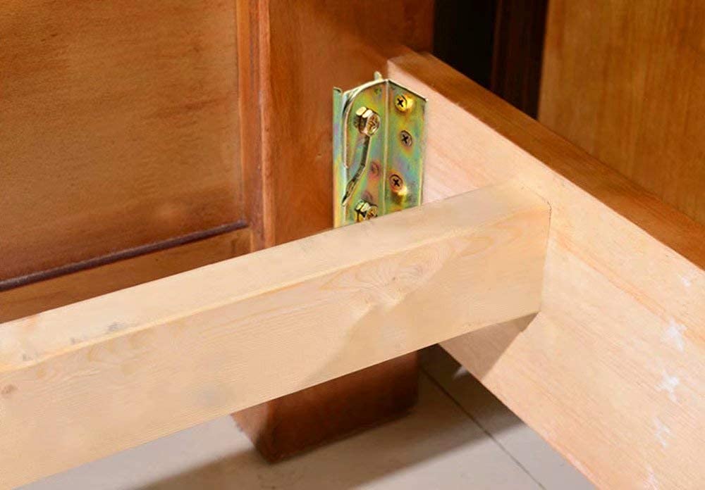 Heavy Duty Non-Mortise Bed Rail Fittings, Bed Rail Brackets, Bed Frame Hardware, Wooden Bed Brackets . Set of 4 with Screws .