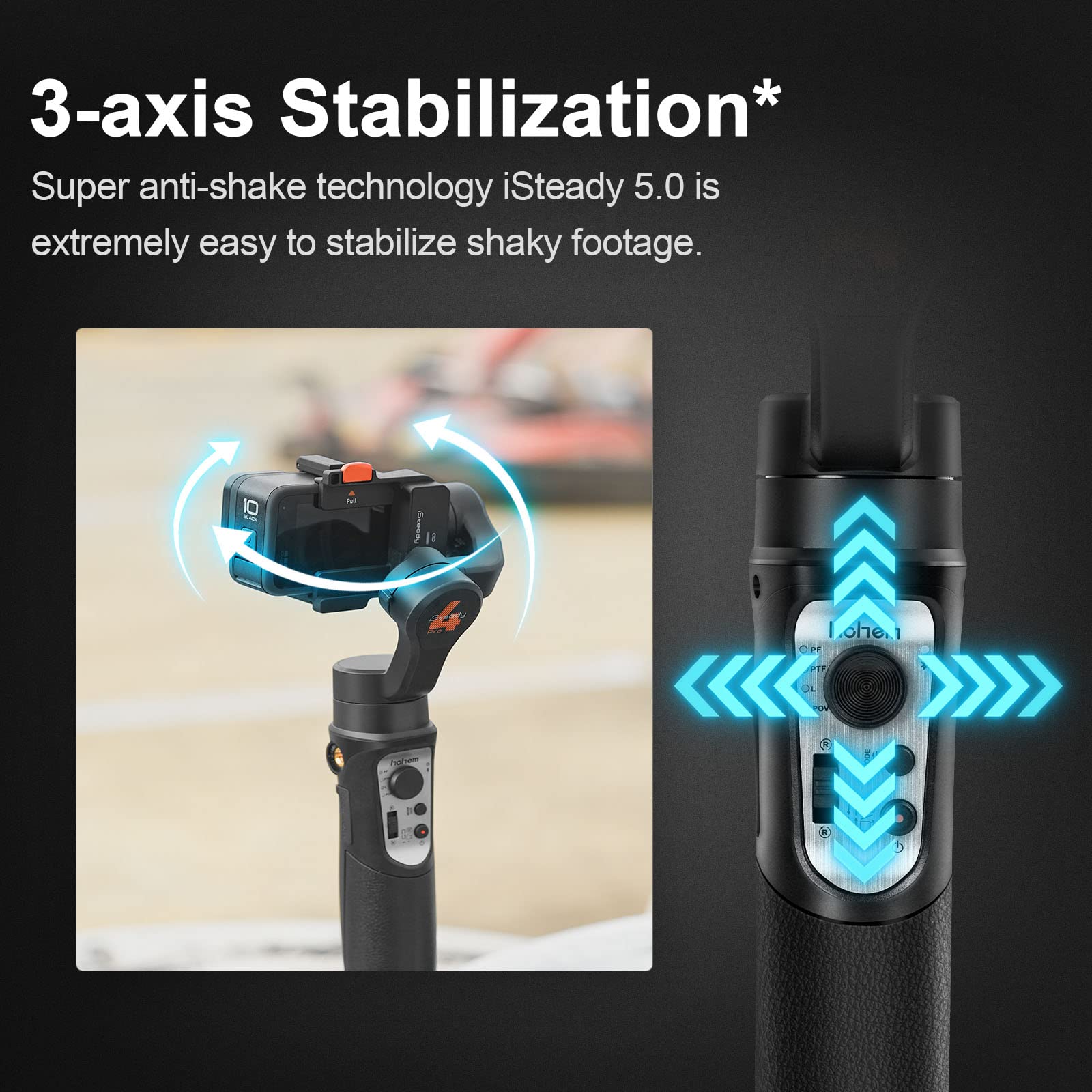 Hohem iSteady Pro 4 3-Axis Action Camera Gimbal with IPX4 Splash Proof for Hero 10/9 8/7/6/5/4 Osmo Action and Other Action Cameras