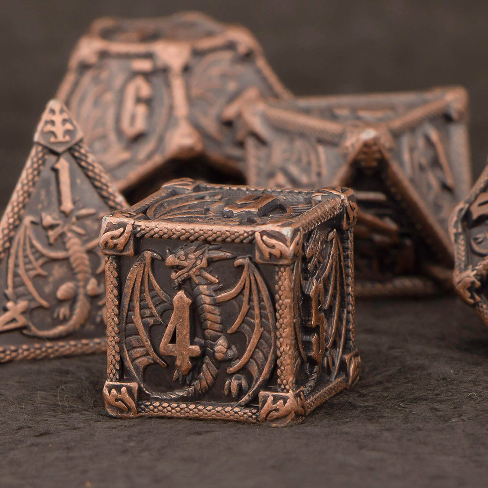 KERWELLSI Role Playing dice, Ancient Metal D&D Dice Set, Dragon DND Dice Sets, D and D Role Playing Dice, RPG D20 D12 D10 D8 D6 D4