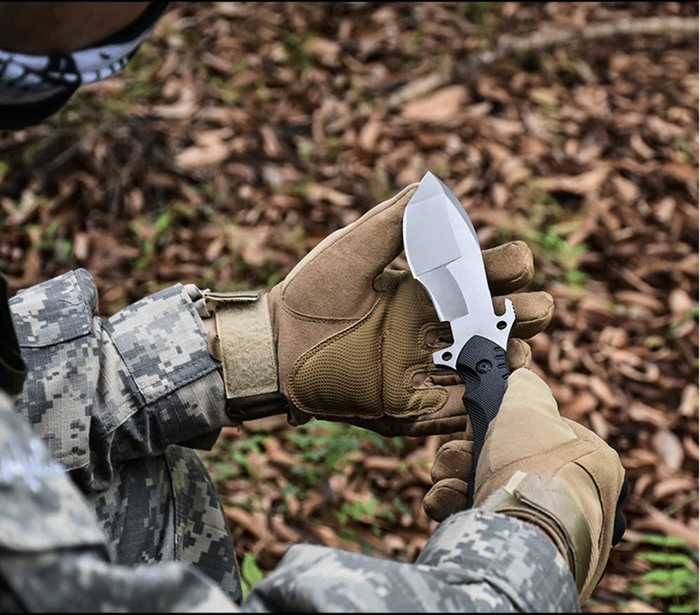HOLYEDGE Outdoor Survival Tactical Gear Fixed Blade Knife G10 Handle 9.8-inch Wilderness Essential Hunting Camping Knives with Cowhide Sheath