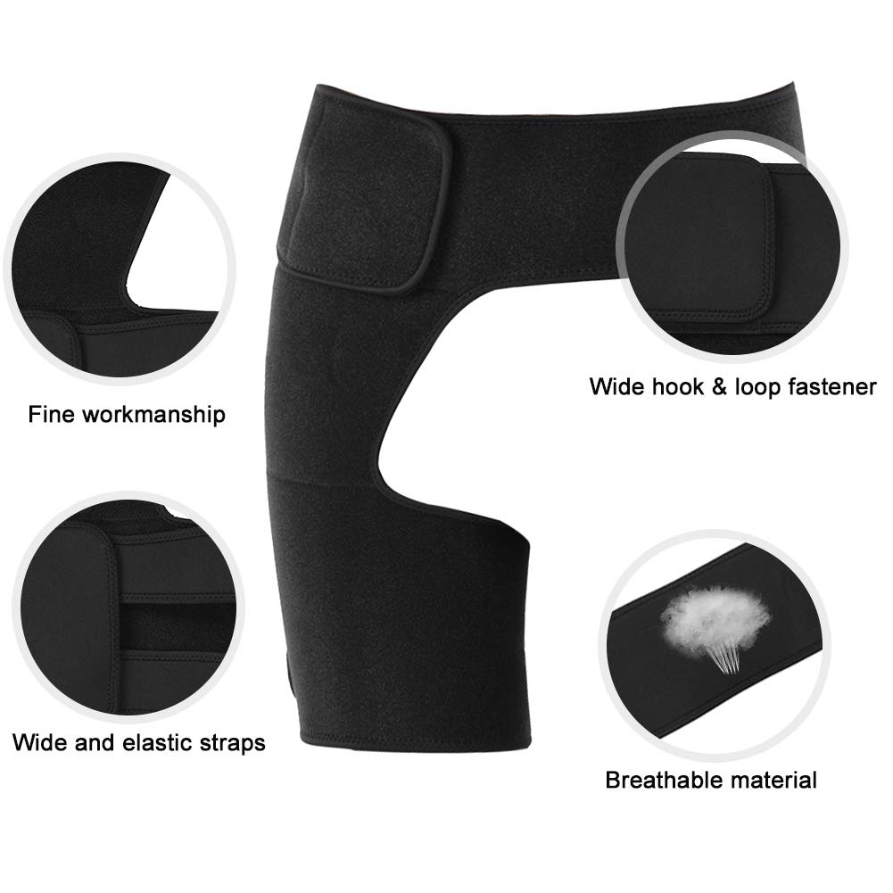Health Gear Groin Support Bandage, Hip Brace Thigh Compression Sleeve, Breathable Unisex Hip Thigh Support Brace Muscle Strain Prevention Belt Sports Protector