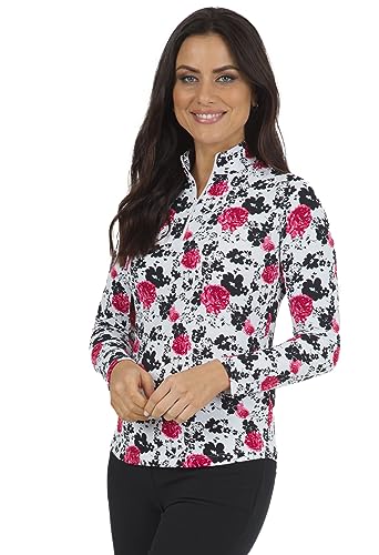 IBKUL Women's Xenia Long Sleeve Zip Mock Golf Top Red XL