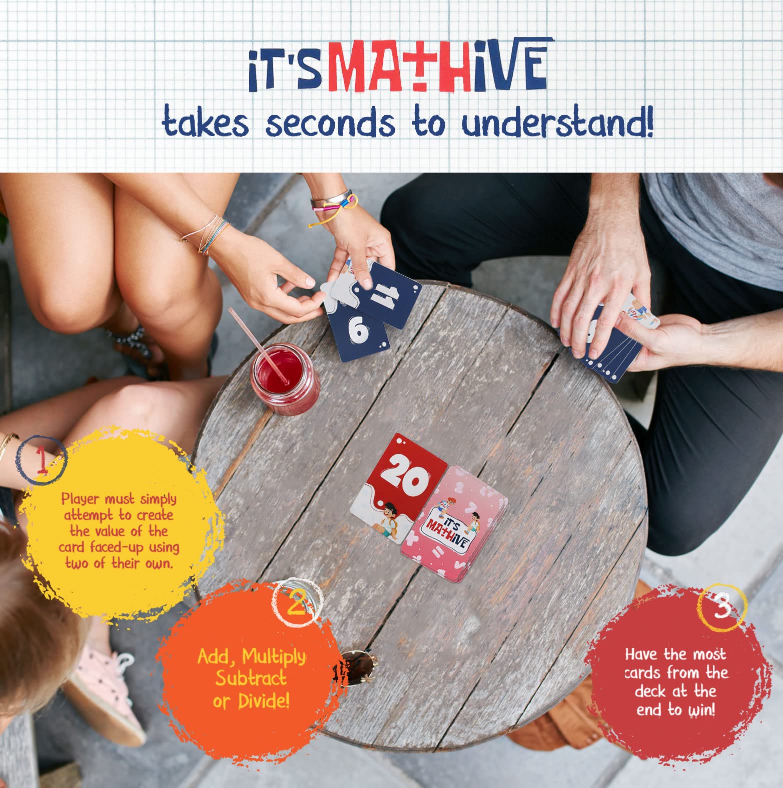 It's Mathive Card Game for Kids – Interactive Math Game Learning Games for Teens, Adults – Easy Gameplay Fast Paced Smart Games for Classroom, Home – Fun and Educational Games
