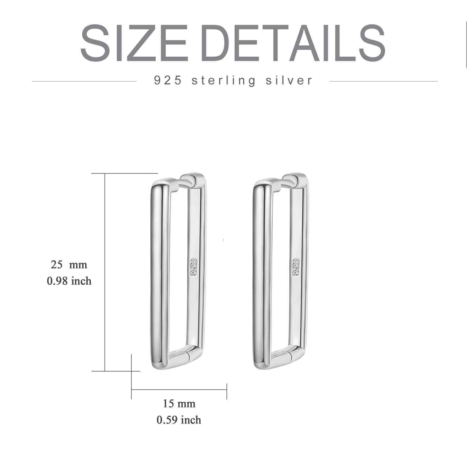 JOERPH Rectangle Hoop Earrings 925 Sterling Silver Square Huggie Hoop Earrings Rectangle Huggie Hoop Jewelry for Women