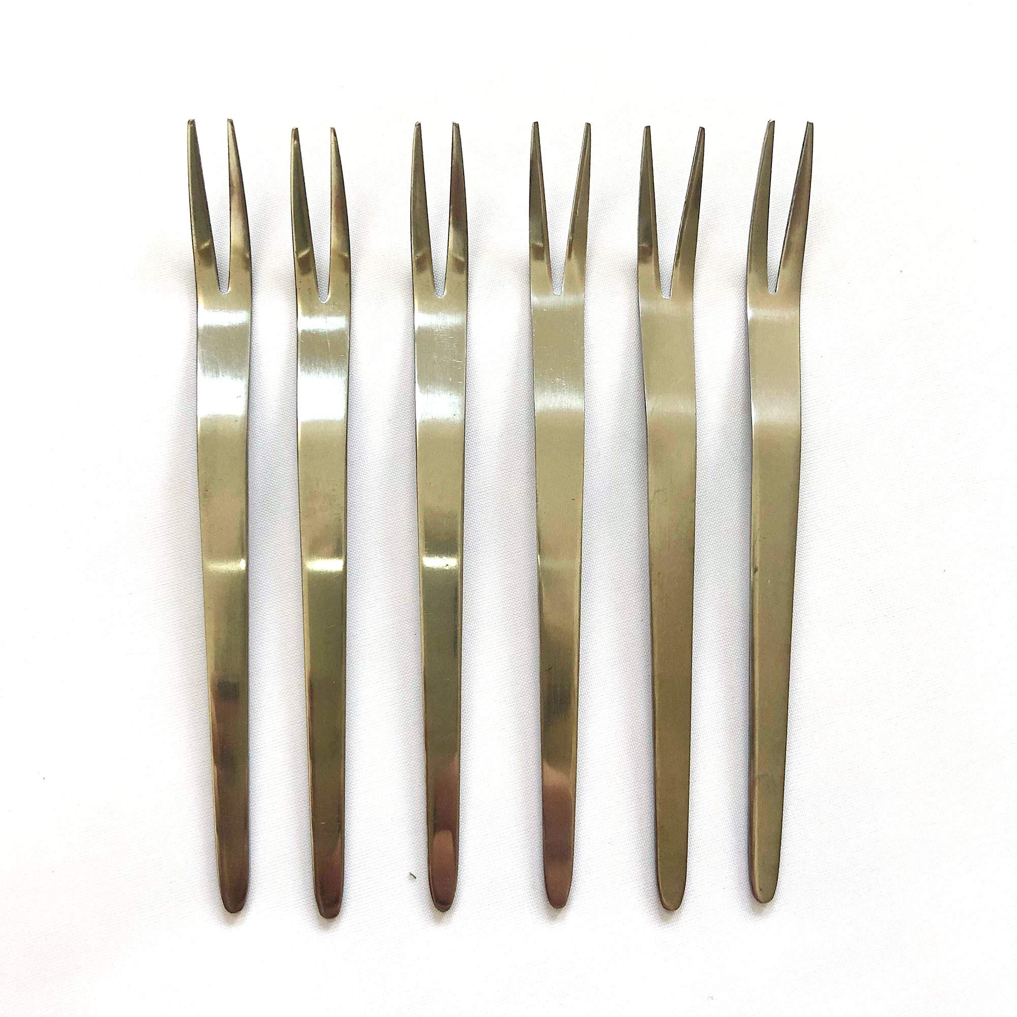 Jean-Patrique Stainless Steel Cocktail and Appetiser Forks 6 Peice Set | Tableware Cutlery Mini Cakes Olives Seafood Forks