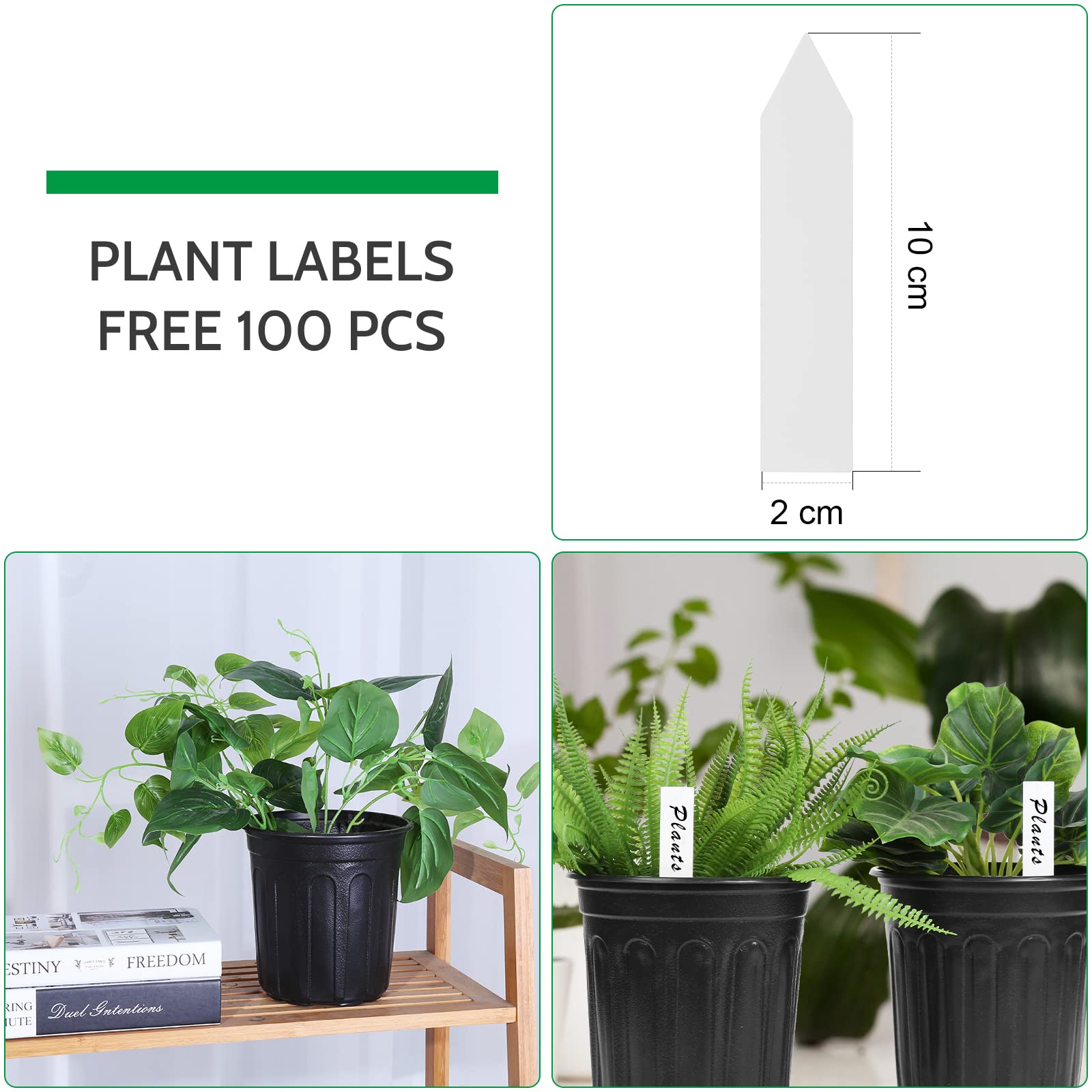 JERIA 100-Pack 1 Gallon Flexible Plant Nursery Pots with 100Pcs Plant Labels,Thickened Soft Plastic Seedling Pots,Seed Starting Pot Flower Plant Container for Succulents,Seedlings