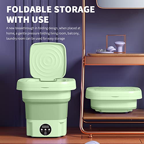 ifayhome Portable Washing Machine, Foldable Mini Small Washer for Baby Clothes, Underwear or Small Items, Suitable for Apartment, Laundry, Camping, RV (Green)
