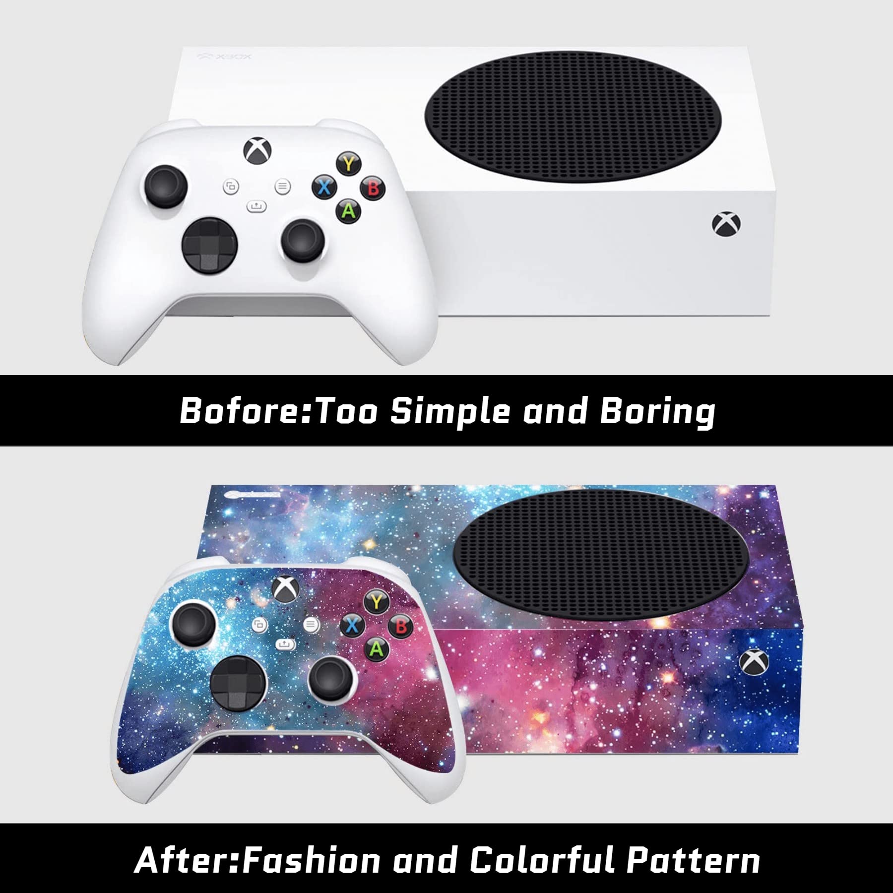 Langardirect Vinyl Sticker Skin Set Compatible with Xbox Series S, Full Body Vinyl Decal Cover for Xbox Series S Console and Wireless Controllers, Scratch Resistant, Bubble-Free,20