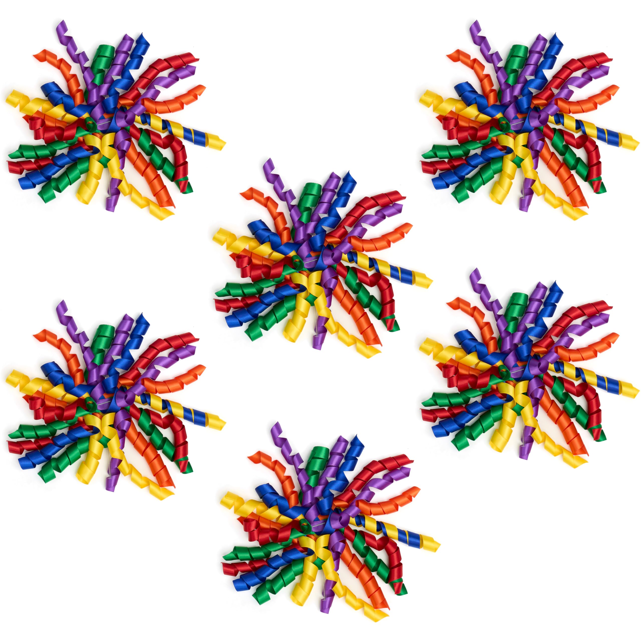 LIZLOVESS 6 Inch Rainbow Curly Bows for Gift Wrapping Set of 6, Self Adhesive Bows Rainbow Gift Bows for Presents, Satin Ribbon Bows for Birthday, Wedding, Christmas, Bridal Shower