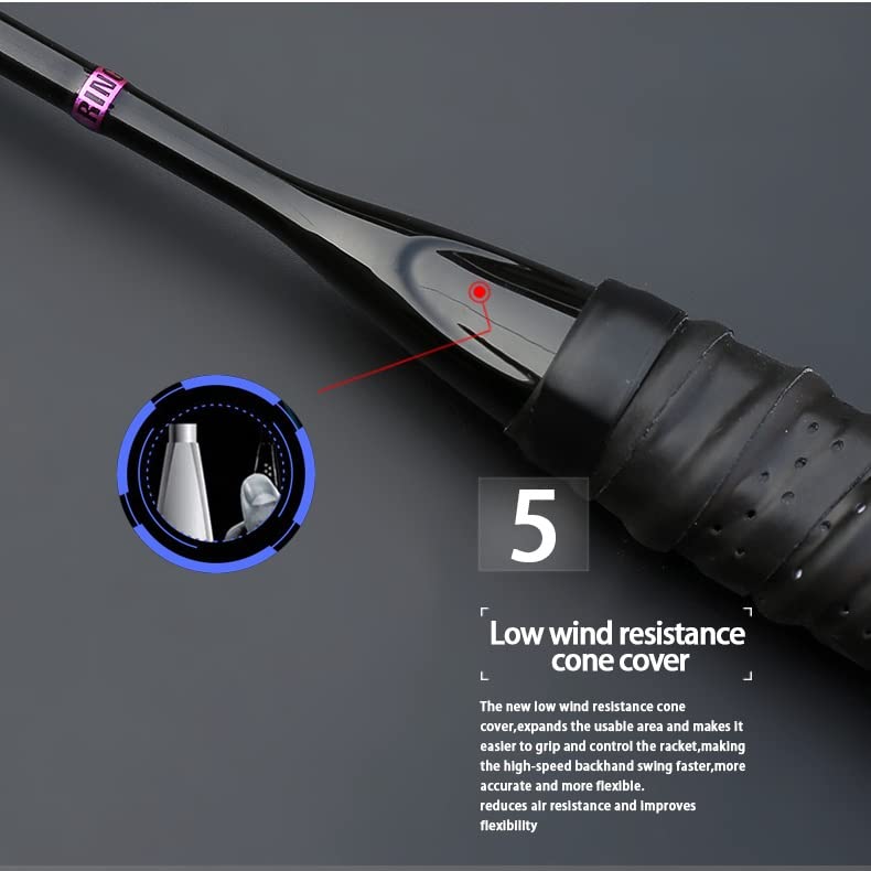 JHHDP Super Light 8U Full Carbon Fiber Badminton Rackets with Bags String Professional Racket Strung