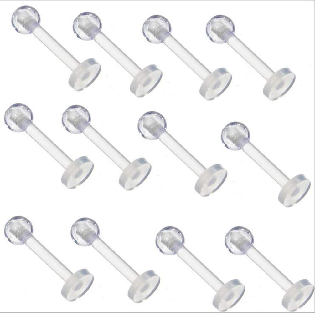Happyupcity Cartilage Earring 30Pcs Clear Silica Gel and Acrylic Retainer Lip Rings Nose Studs Ear Helix Earring Clear Flat Top Retainer