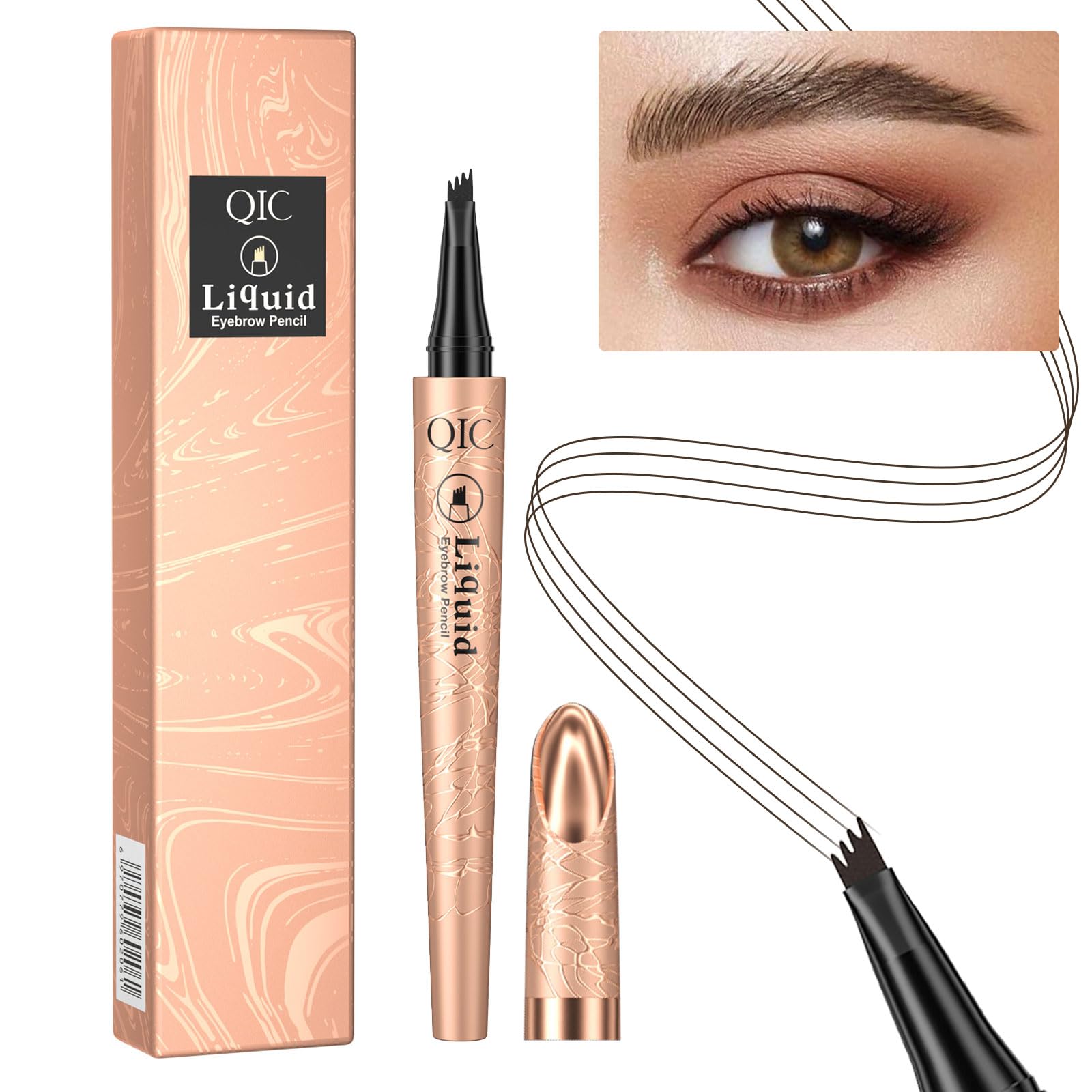 HIJJPS Eyebrow Pencil, Waterproof Eyebrow Pen, 4 Tip Microblade Eyebrow Pen, Smudge-Proof Brow Pencil Long-Lasting, Natural Eye Brow Pencils for Women, Eyebrow Pencil Light Brown
