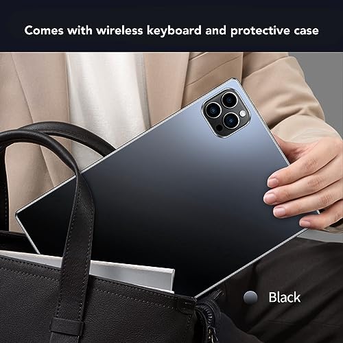 HD Tablet, Dual Camera Tablet PC 10.1in FHD 8GB RAM 256GB ROM with Keyboard for Travel (US Plug)