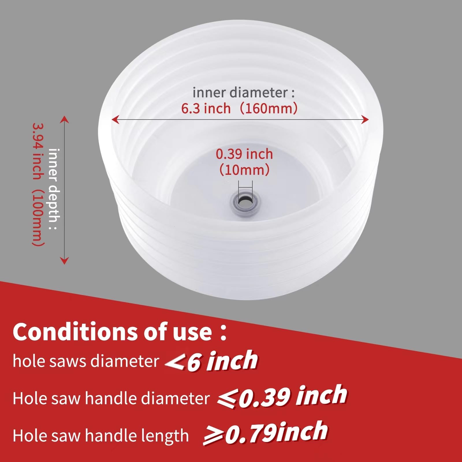Hole Saw Dust Bowl, Drill Dust Collector, for Installing Recessed Lights and Works with Hole Saws Less Than 6 Inches in Diameter (Hole Saw Not Included)