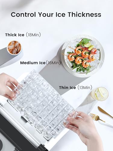 Kndko Ice Cube Maker Machine Countertop, 2 Ways to Add Water, 45Lbs/Day, 24 Pcs Ready in 13 Mins, 2.6 lbs Capacity, Ice Makers Countertop with 24H Timer for Home Bar RV,Stainless Steel Ice Maker