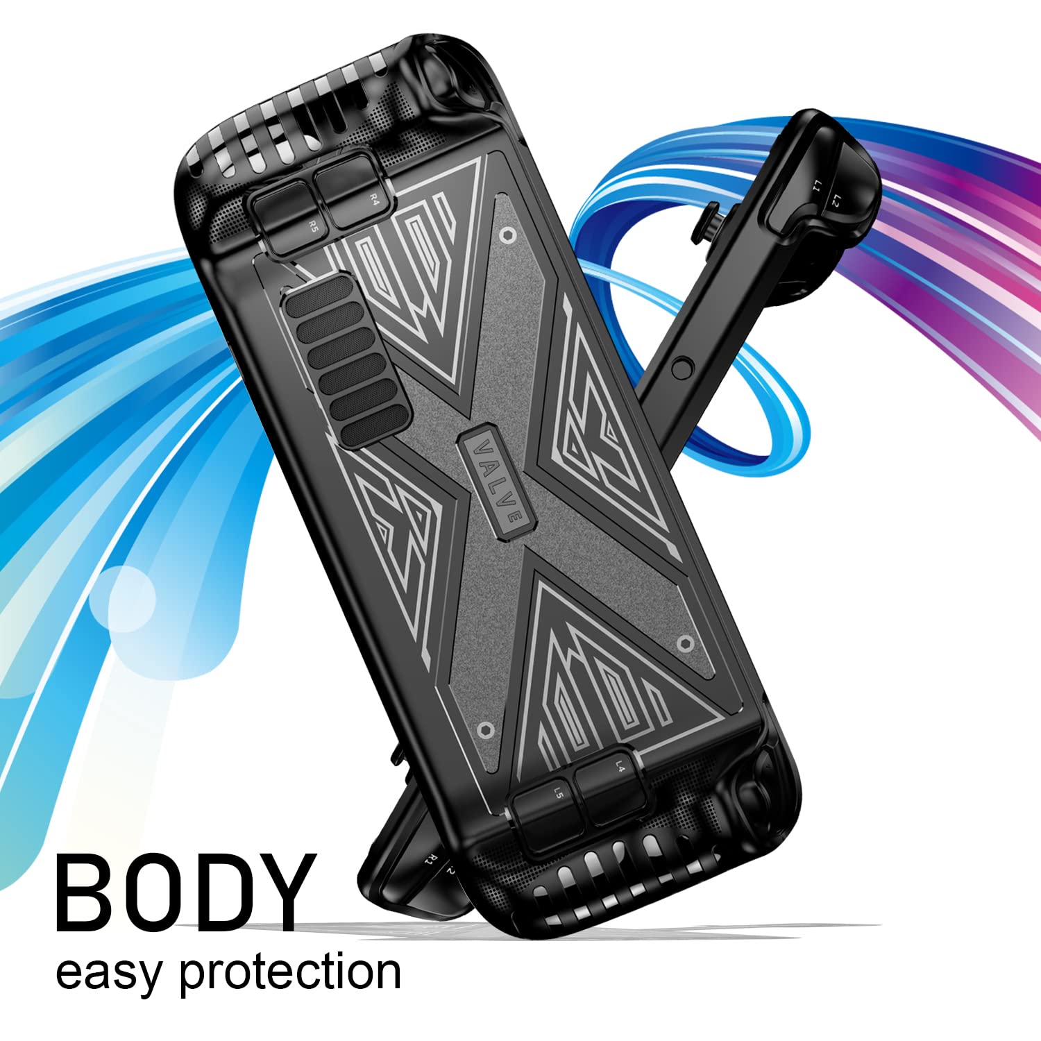 Keruixin Hard Carrying Shell Case with Stand for PlayStation Portal Remote Player -with Game disc Storage Layer,Data Cable Storage Layer,Hard Outer Cover for Better Protection