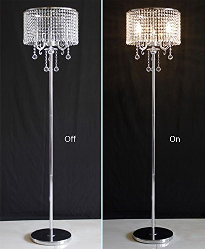 Hsyile Lighting KU300153 Floor Lamp- Elegant Designs Crystal Floor Lamps Chrome Finish Tall Standing Light for Living Room,Bed Room,Office
