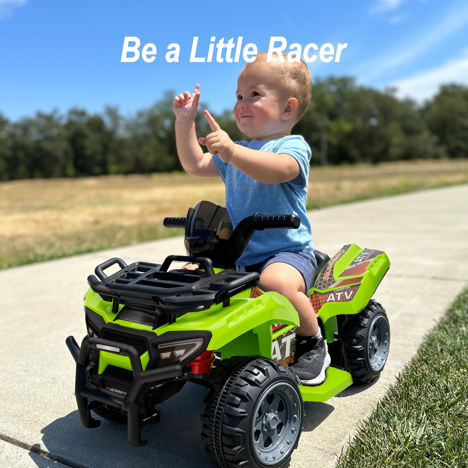 Hikiddo Kids ATV 4 Wheeler, 6V Ride-On Toy for Toddlers 1-3 Boys & Girls with Music, Forward & Reverse - Green
