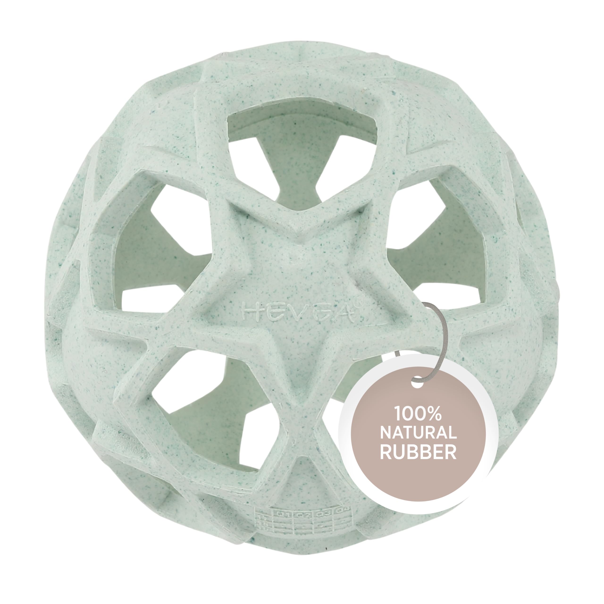 HEVEA Star Activity Ball Toy Made from 100% Upcycled Natural Rubber - Soft and Easy to Hold Baby Ball for Ages +4 Months - Plant Based, Plastic-Free, BPA-Free (Mint)
