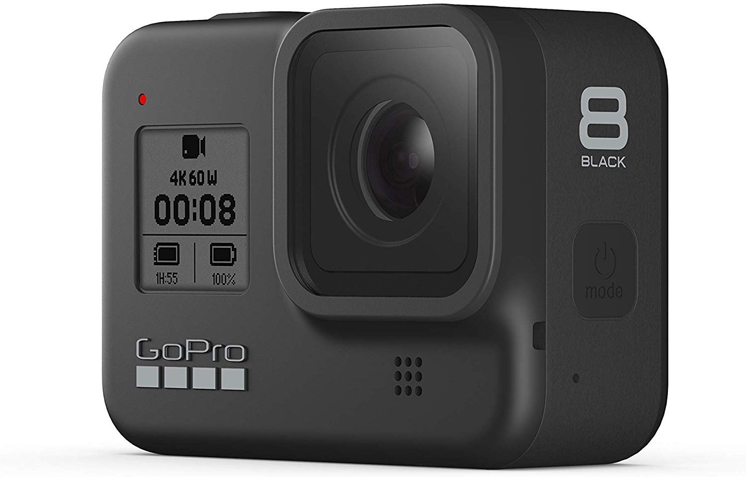 GoPro Hero8 Black Action Camera with GoPro Holiday Accessory Bundle - Two 32gb U3 Memory Cards, Shorty Grip, Head Strap, and 2 Rechargeable Batteries