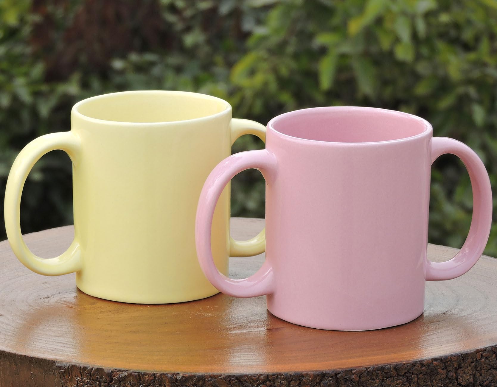 HealthGoodsIn Dual Handle Mug (Double Grip Mug) Set of 2 for Secure Hold, 11.83 Fl. Oz. (350 Ml) (Pastel Color)