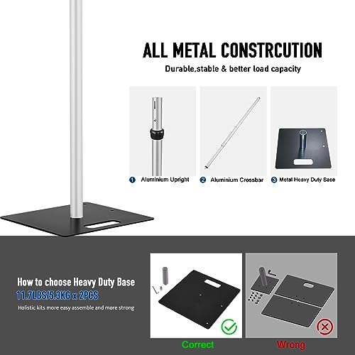 Hecis Portable Backdrop Stand with Crossbar, Adjustable Pipe and Drape Backdrop Kit for Event, Party, Trade Shows and Wedding Decor, 10FT Square Backdrop Frame