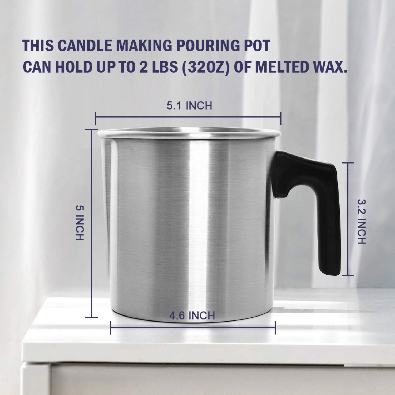 Gonioa 2 Pounds Candle Making Pouring Pot, Wax Melting Pot with Dripless Pouring Spout & Heat-Resisting Handle, Pitcher for Making Candles, Soap, Chocolate or Use in The Kitchen