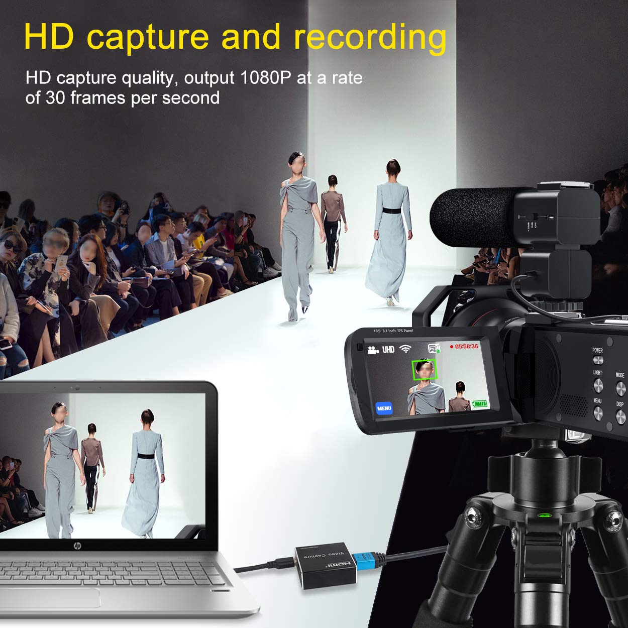 HDMI Video Capture, Game Capture Card with Loop-Out, HD 1080p Video Recorder USB 2.0 HD for Game Streaming, Live Stream Broadcast, Video Recording