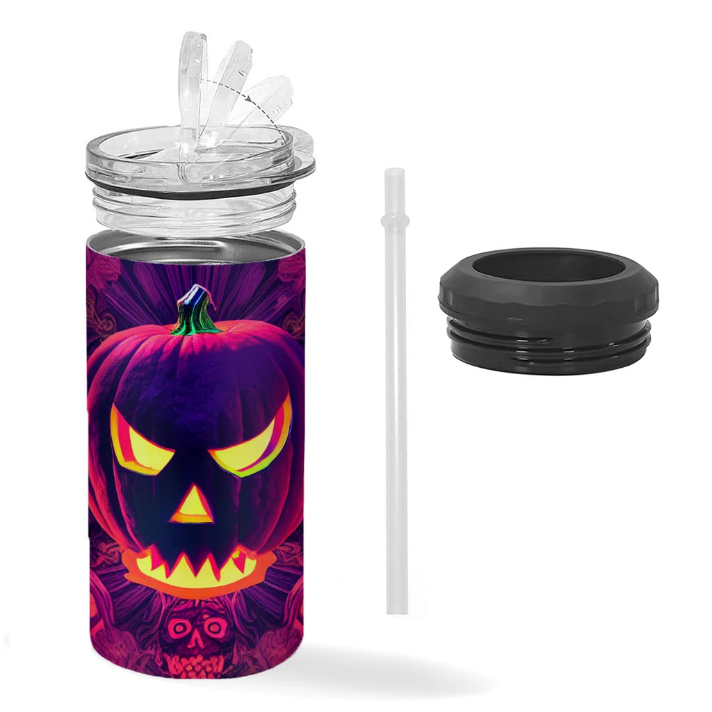 Halloween Insulated Slim Can Cooler - Jack O Lantern Can Cooler - Spooky Insulated Slim Can Cooler