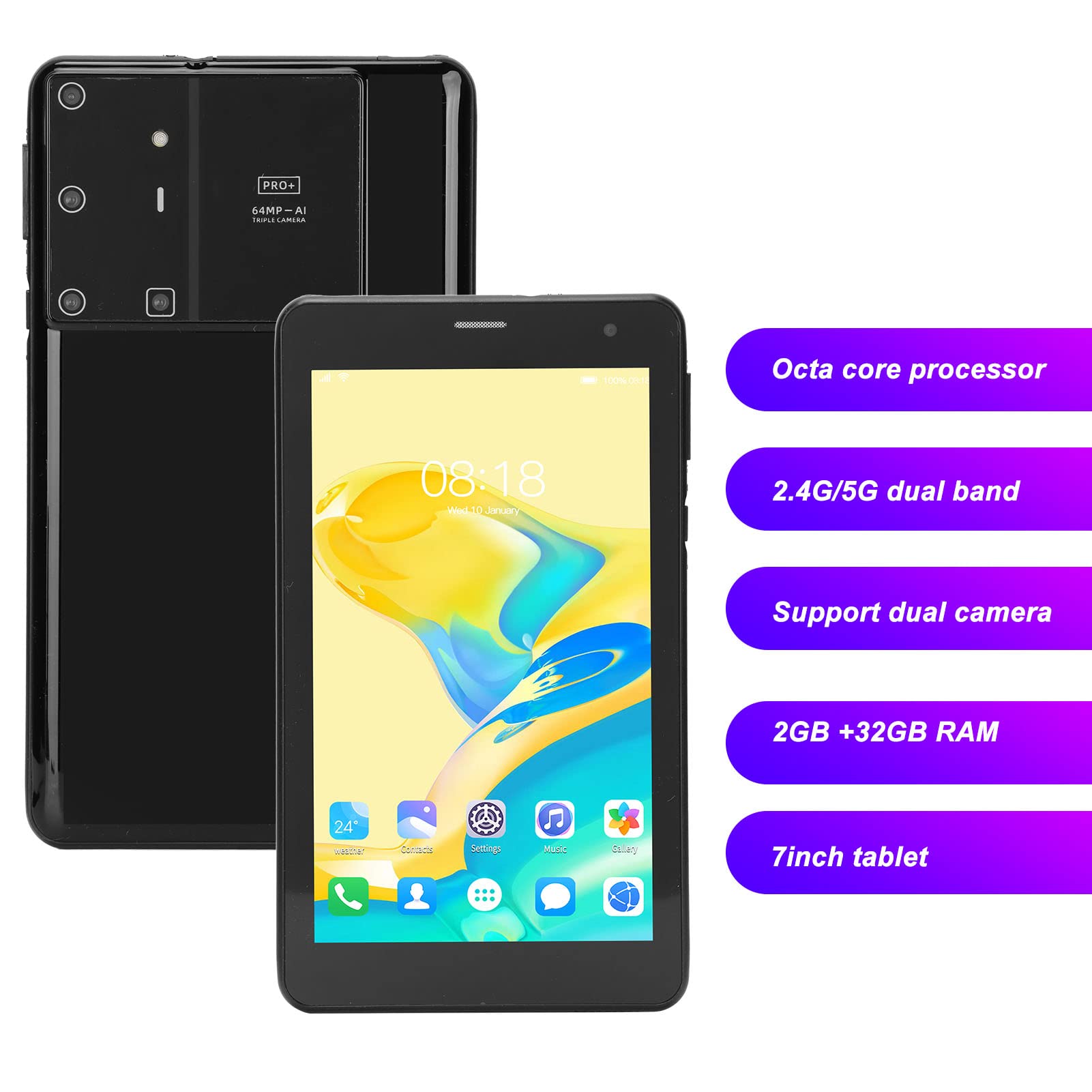 Jakoo 7 inch Tablet 2.4G 5G 2G 32G RAM 128GB Dual Band Kids Tablet Holder for Home use US Plug