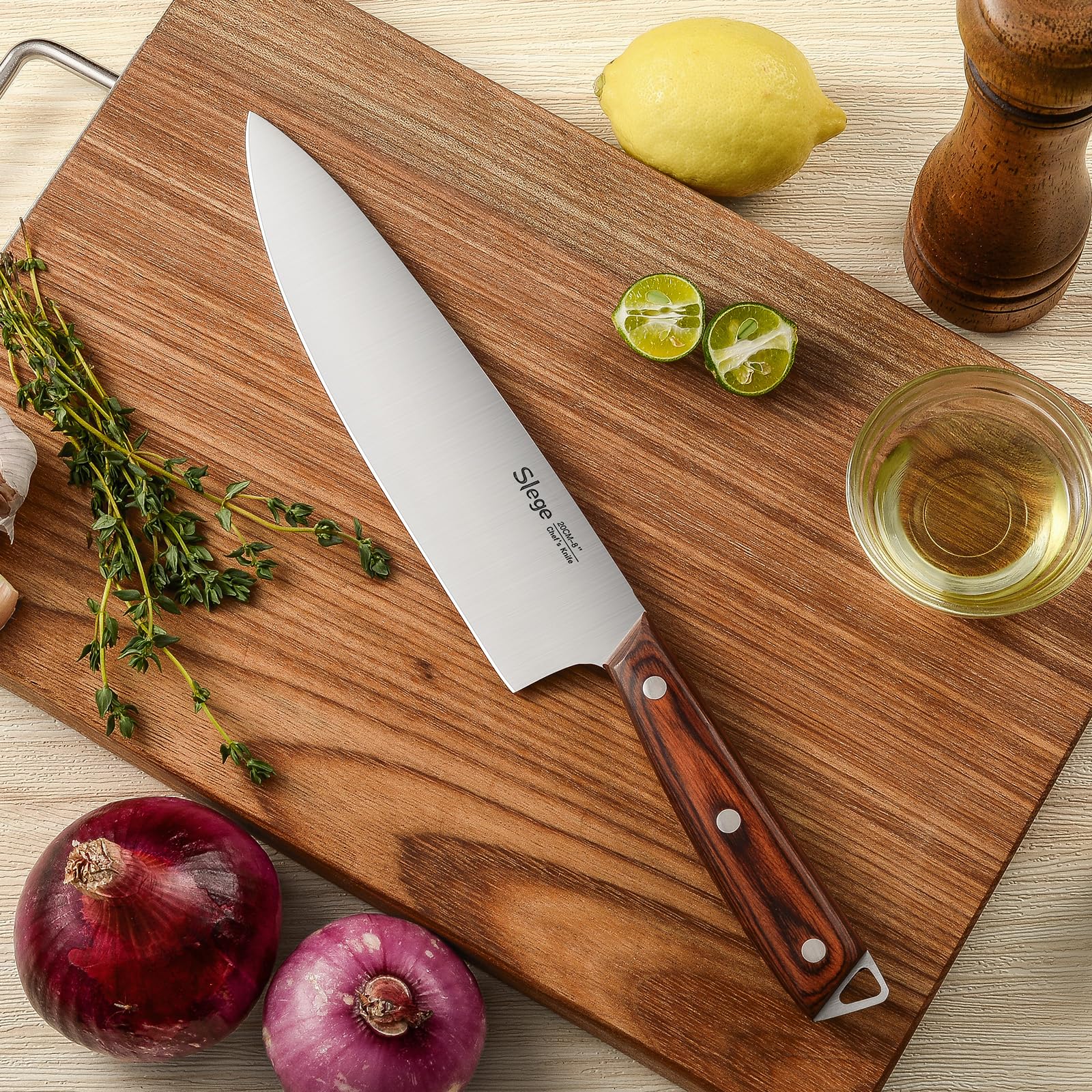 Knife Set,15-Piece Kitchen Knife Set with Block Wooden - High Carbon Stainless Steel Slege Knives Set,Ultra Sharp Full Tang Forged