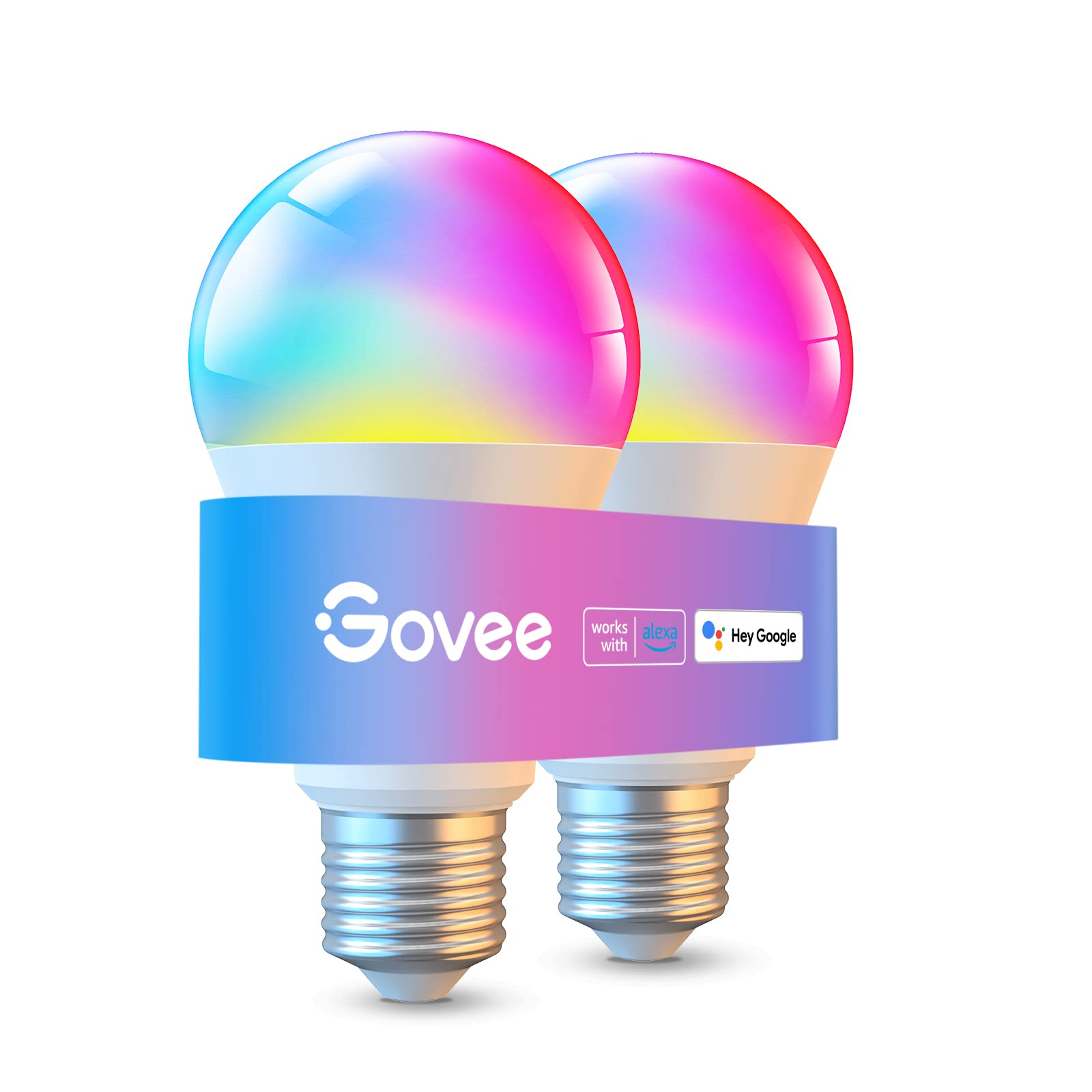 Govee Smart Light Bulbs, Dimmable RGBWW Color Changing Light Bulbs, Work with Alexa & Google Assistant, No Hub Required RGB Light Bulbs, 9W 60W Equivalent A19 LED Bulbs for Bedroom Living Room, 4 Pack