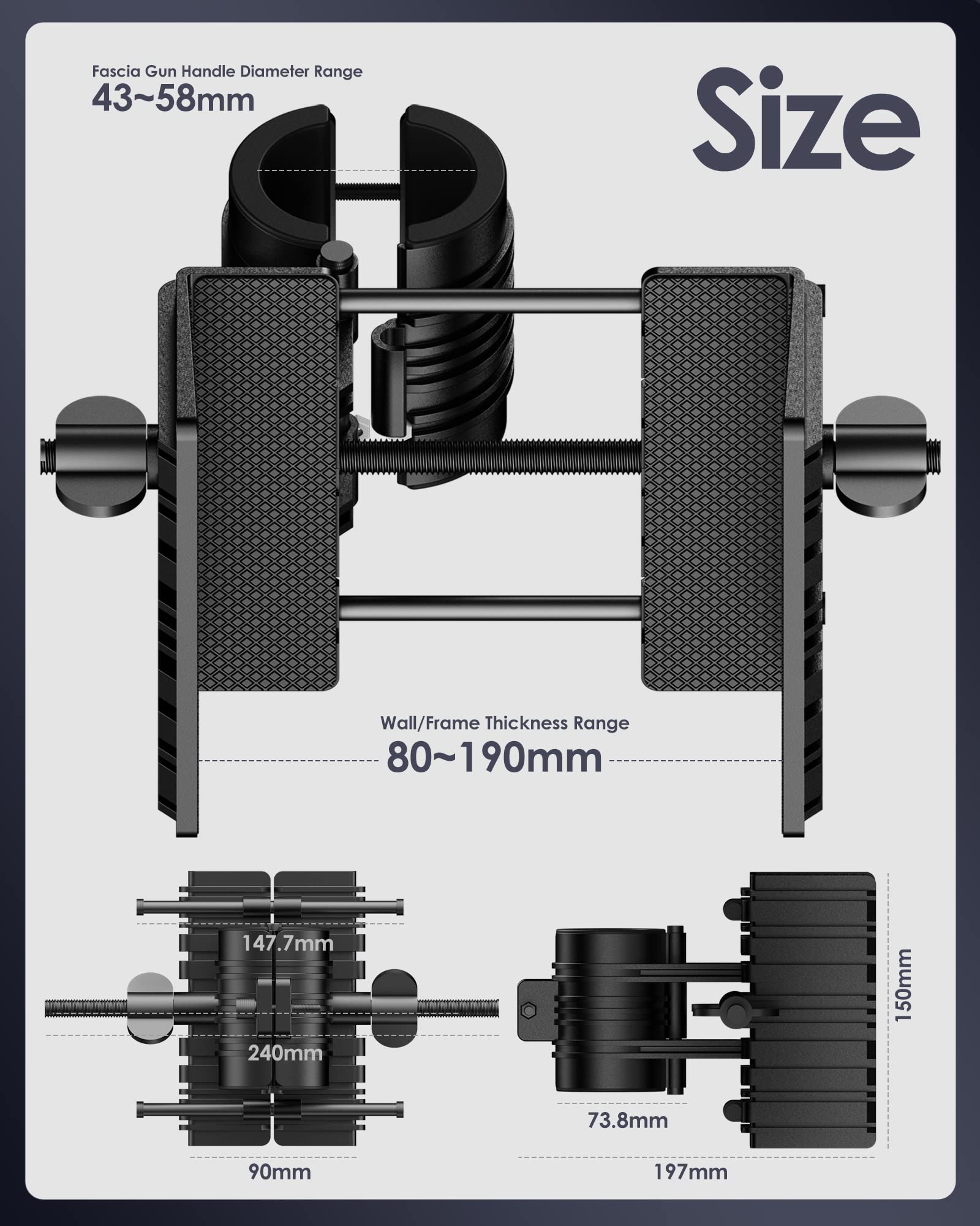 JOJOSEE Massage Gun Holder for Back, Hands Free Percussion Muscle for Self Massage, Compatible with Most Design for Massage Hard-to-Reach Area Holder ONLY