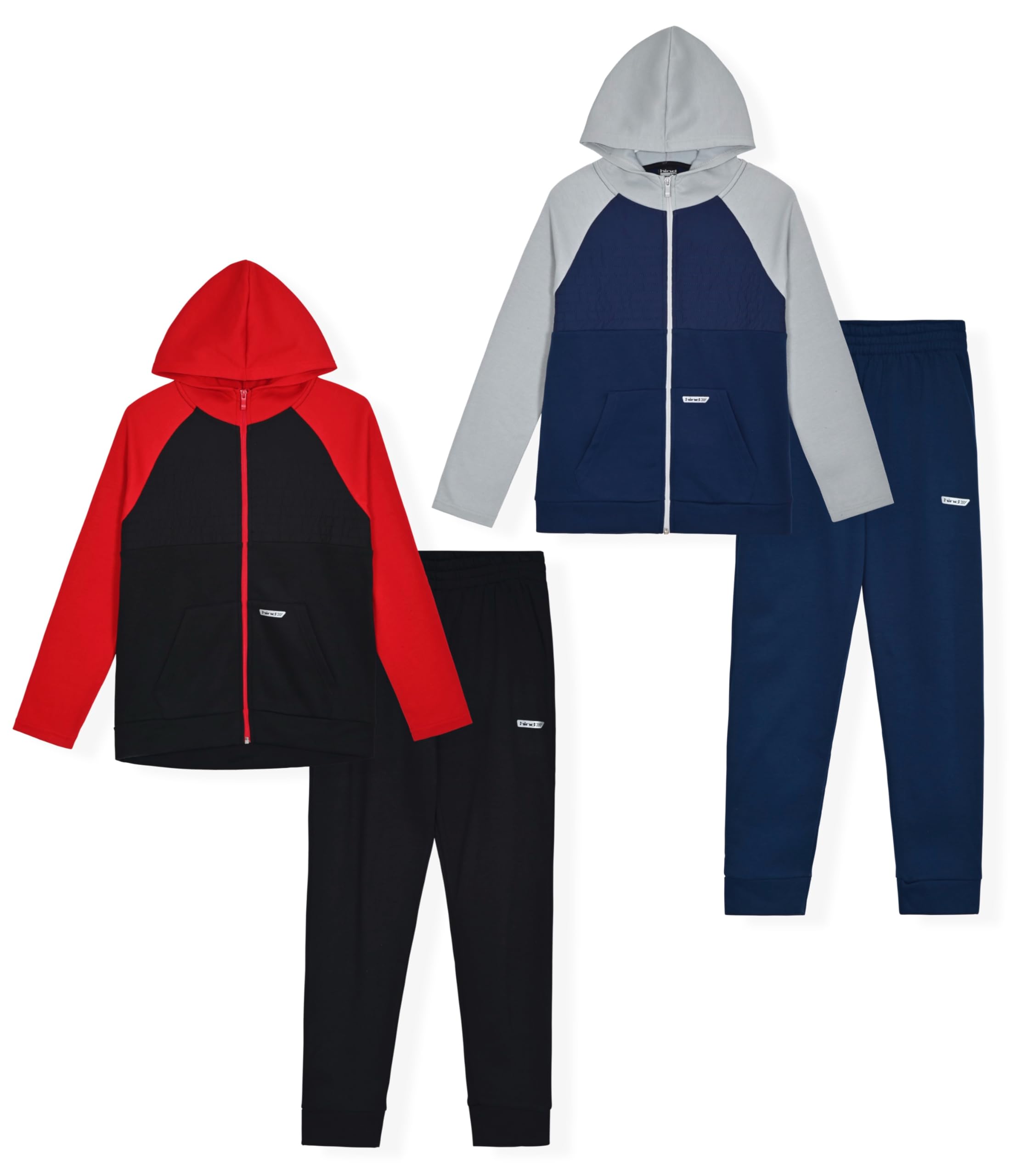 Hind Boys 4-Piece Hoodie and Sweatpant Set for Jogging and Track (Red-Olive, 10, numeric_10)