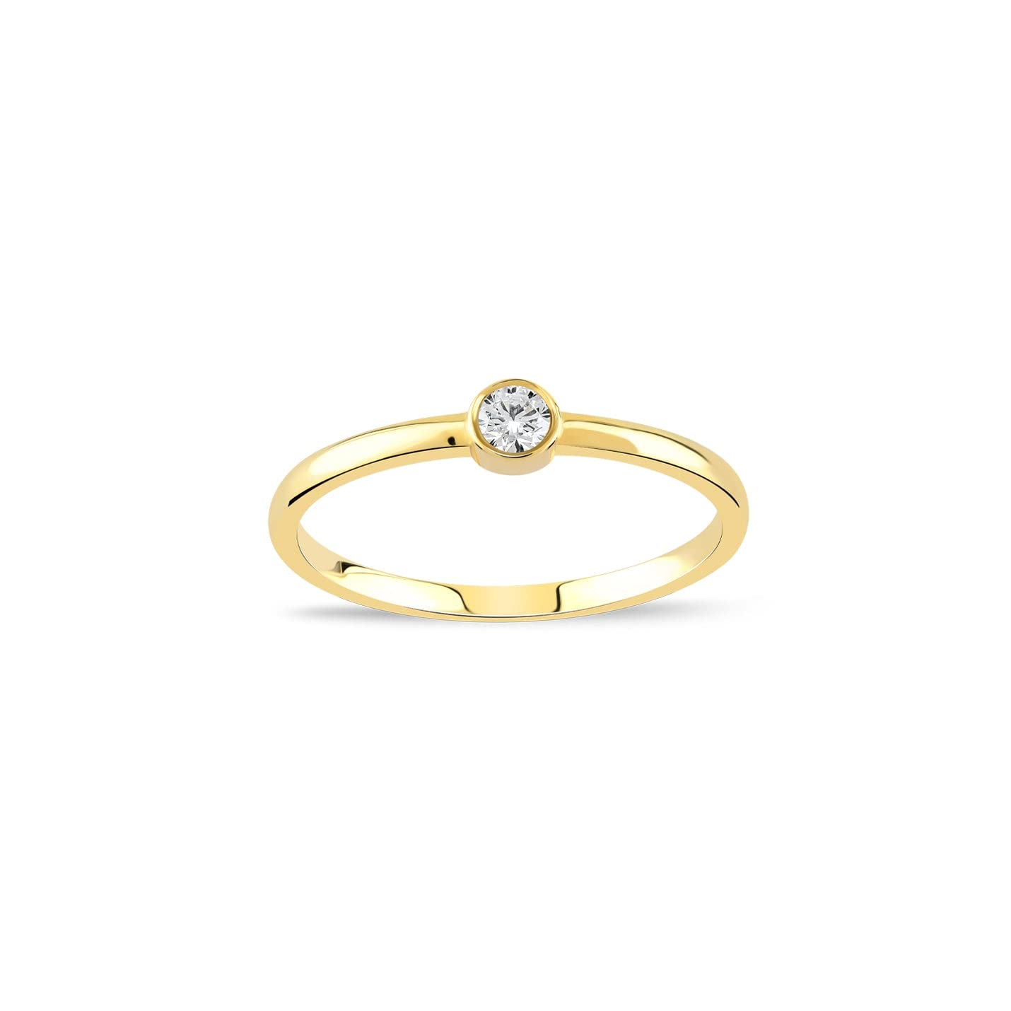 GELIN 14k Solid Gold Diamond Solitaire Ring for Women - Size 6