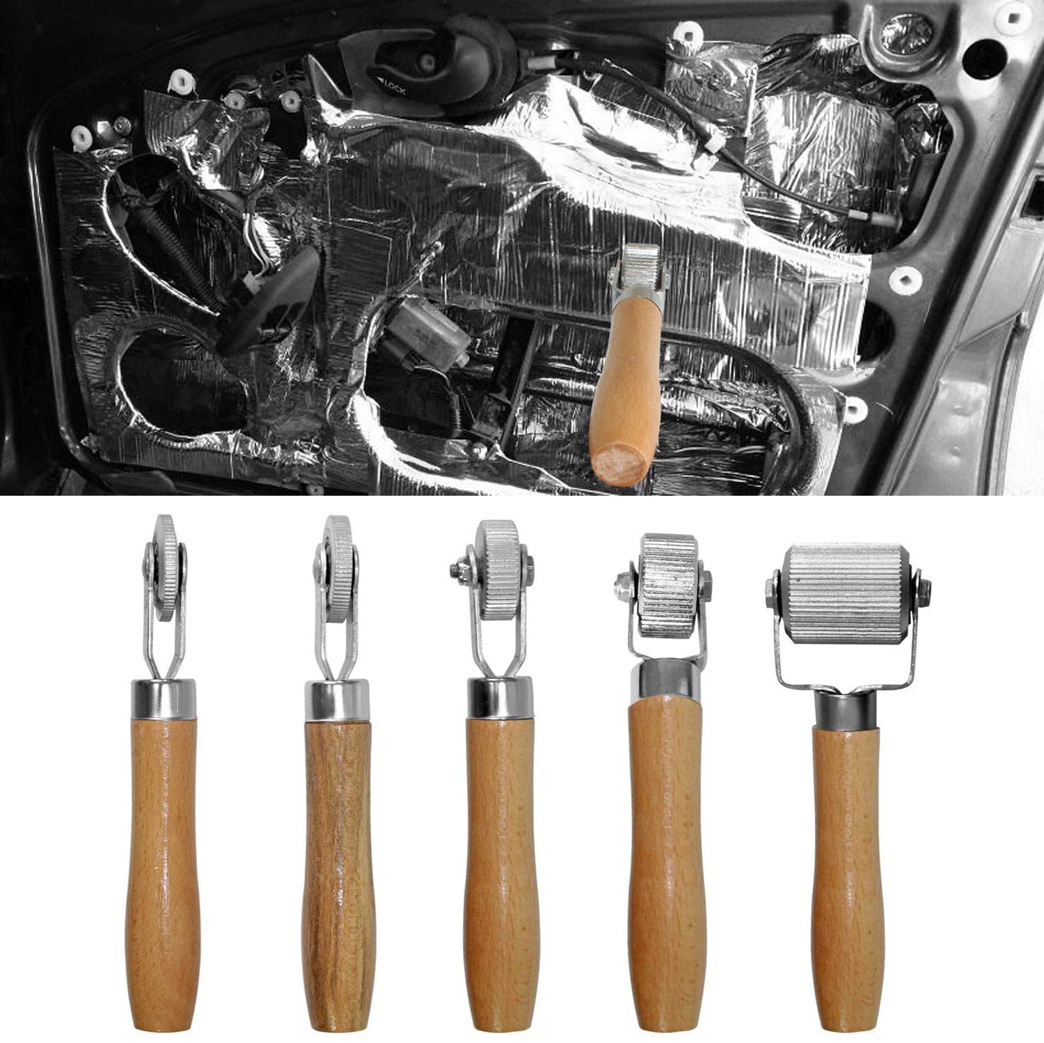 HAOFANG Car Sound Deadening Roller Tool 5 Pcs,for Auto Noise Roller Car Sound Deadener Application Installation Tool Rolling Wheel Interior Accessories