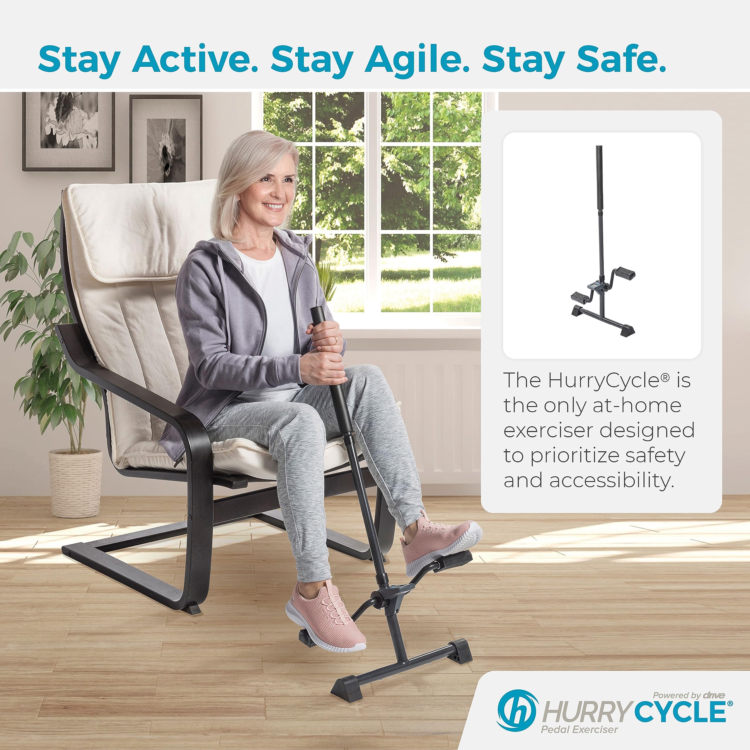 HurryCycle Foot Pedal Exerciser, Portable Exercise Peddler for Seniors with Adjustable Resistance and Digital Display