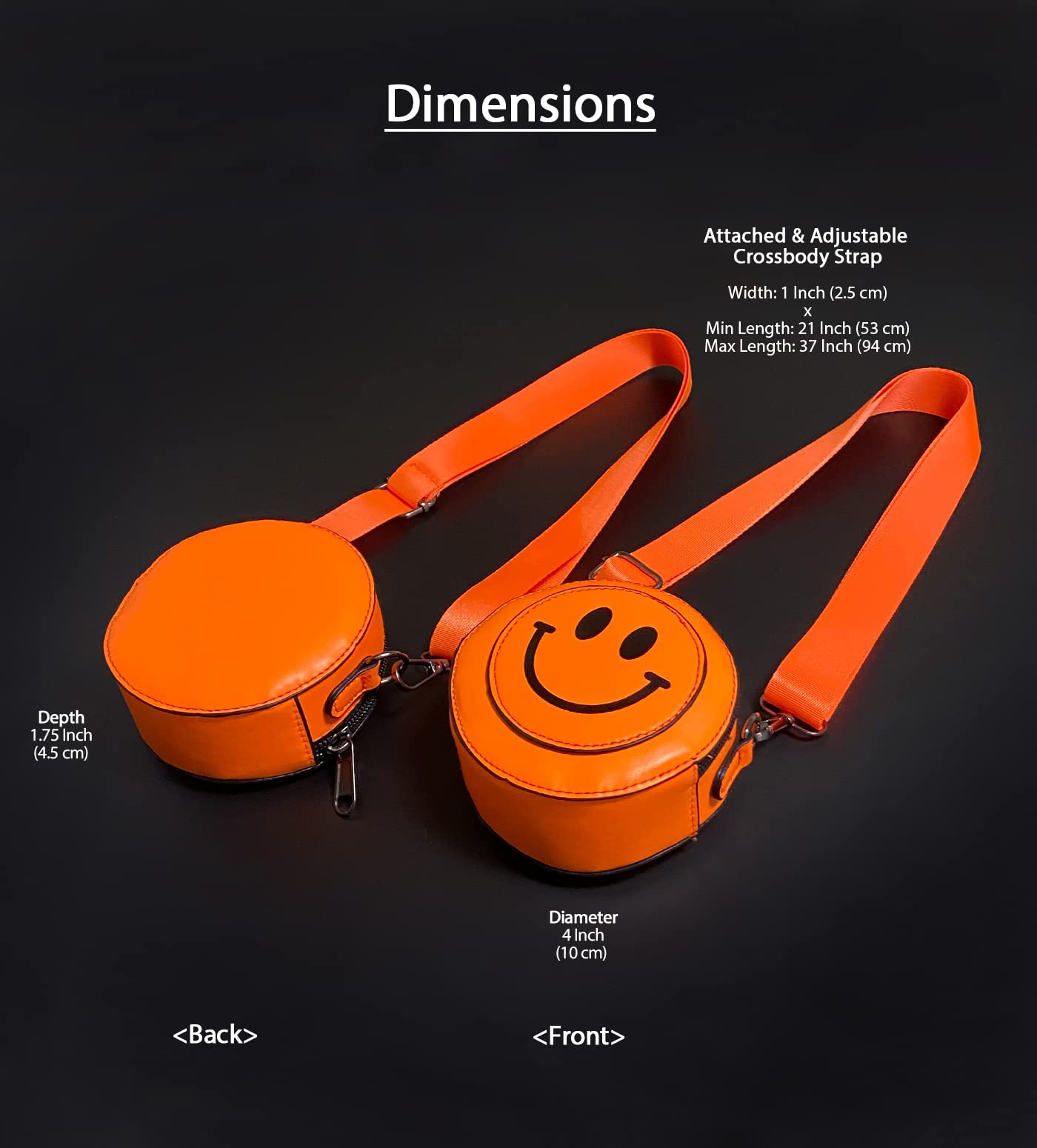 holawit Cute Positive Smile Happy Face Fun Design Mini Crossbody Soft Synthetic Leather Round Mini Side Shoulder Bag - White