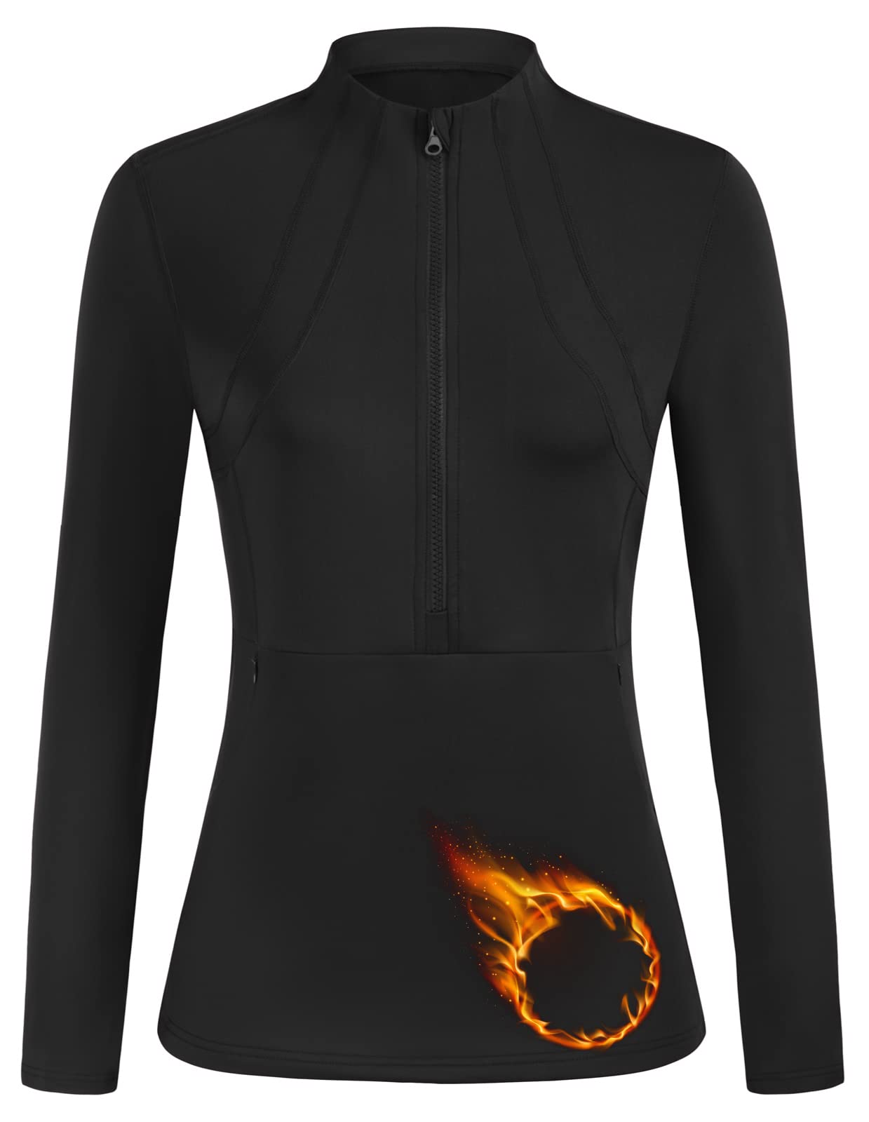 JACK SMITH Women's Half Zip Thermal Fleece Athletic Shirt Running Pullover Long Sleeve Workout Running Jackets M