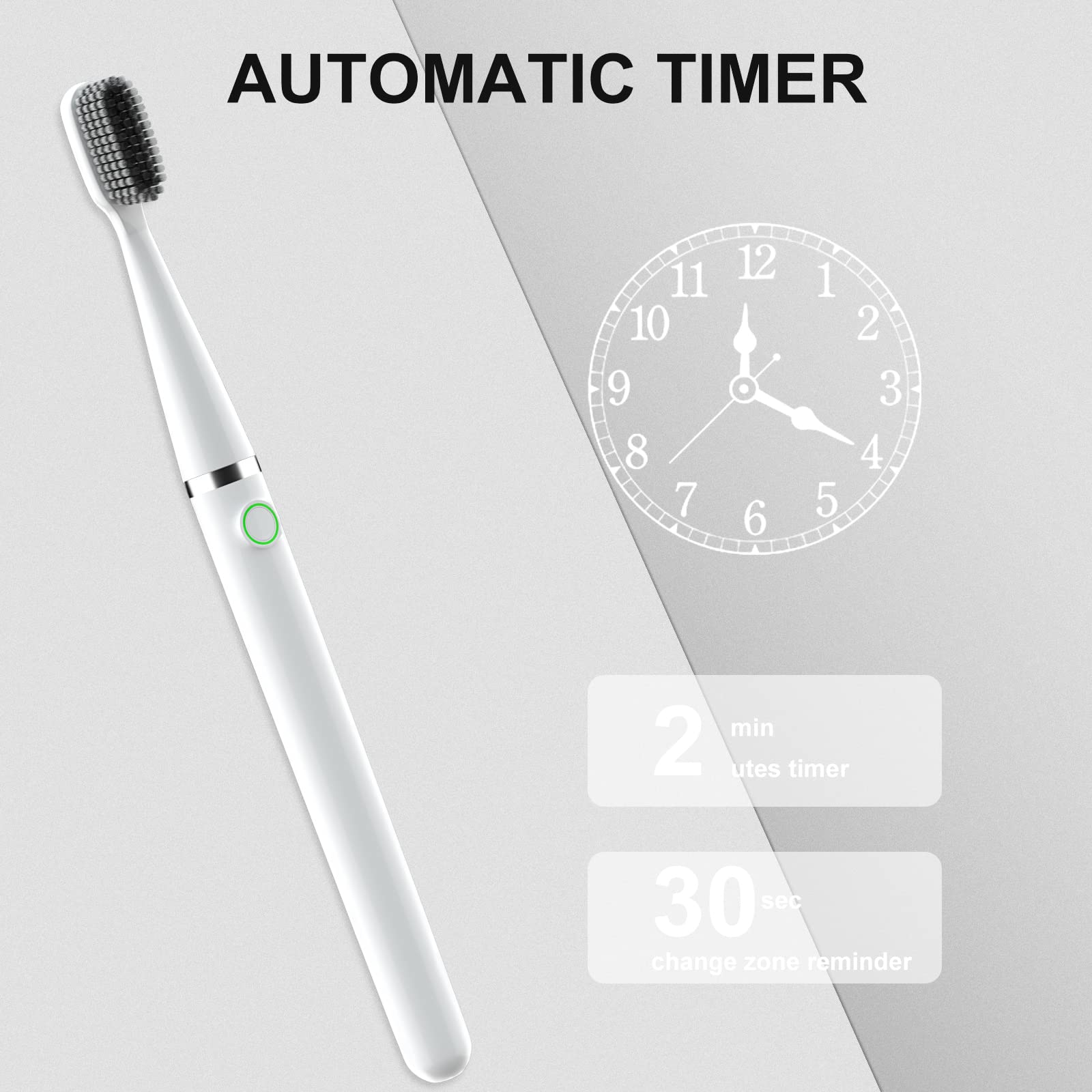 Loafar Sonic Electric Toothbrush with 6 Brush Heads,DC Rechargeable Electronic Toothbrush for Adults, Travel Toothbrush, IPX7 Waterproof, 2 Mins Timer (Black)