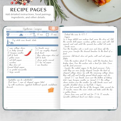 Legend Recipe Book โ Blank Family Cookbook to Write In Your Own Recipes โ Empty Cooking Journal โ Personalized Cooking Notebook, Hardcover, A5, 58 Recipes In Total (Dark Teal)