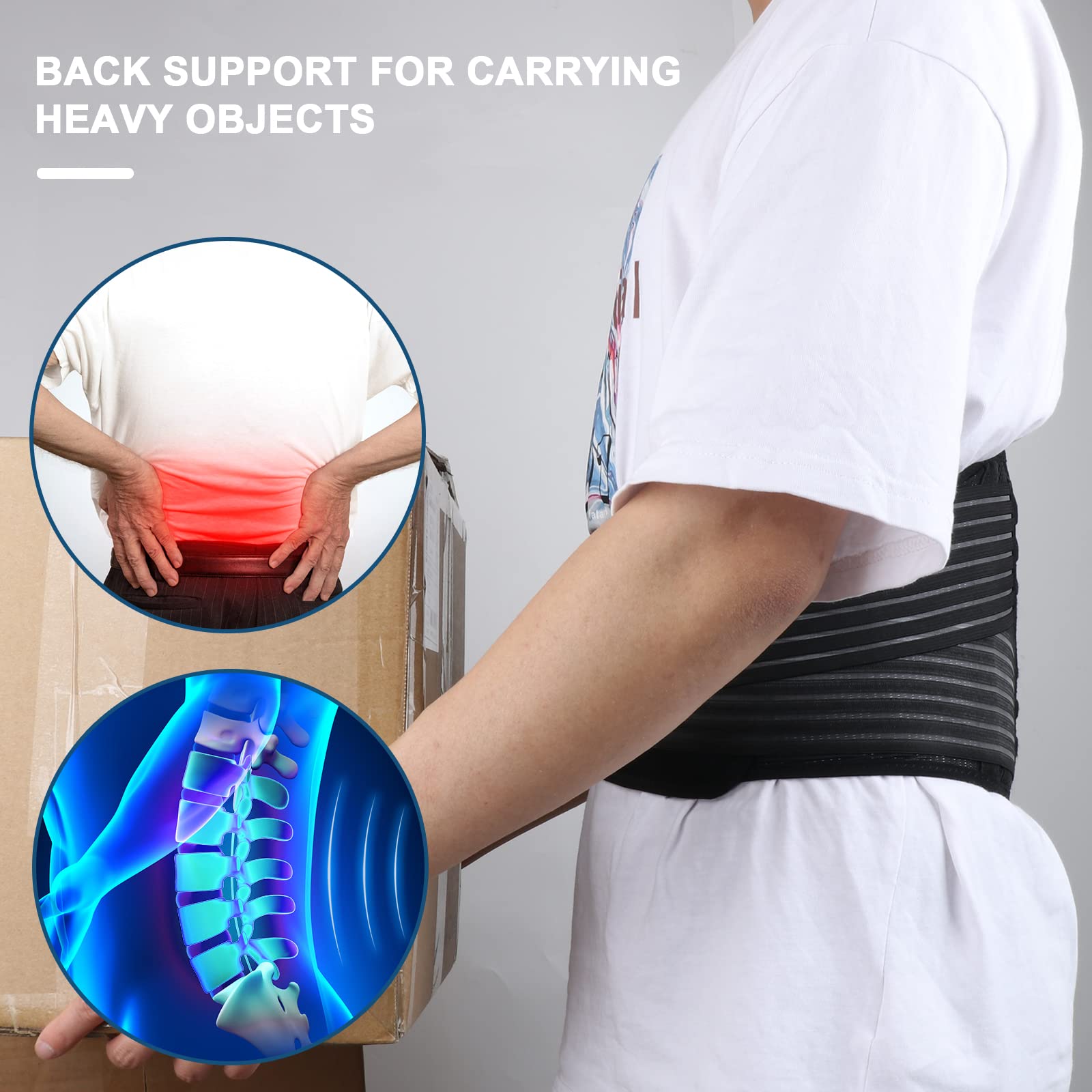 HOMREALM Back Support Relief for Back Pain, Herniated Disc, Sciatica for Men and Women, Black