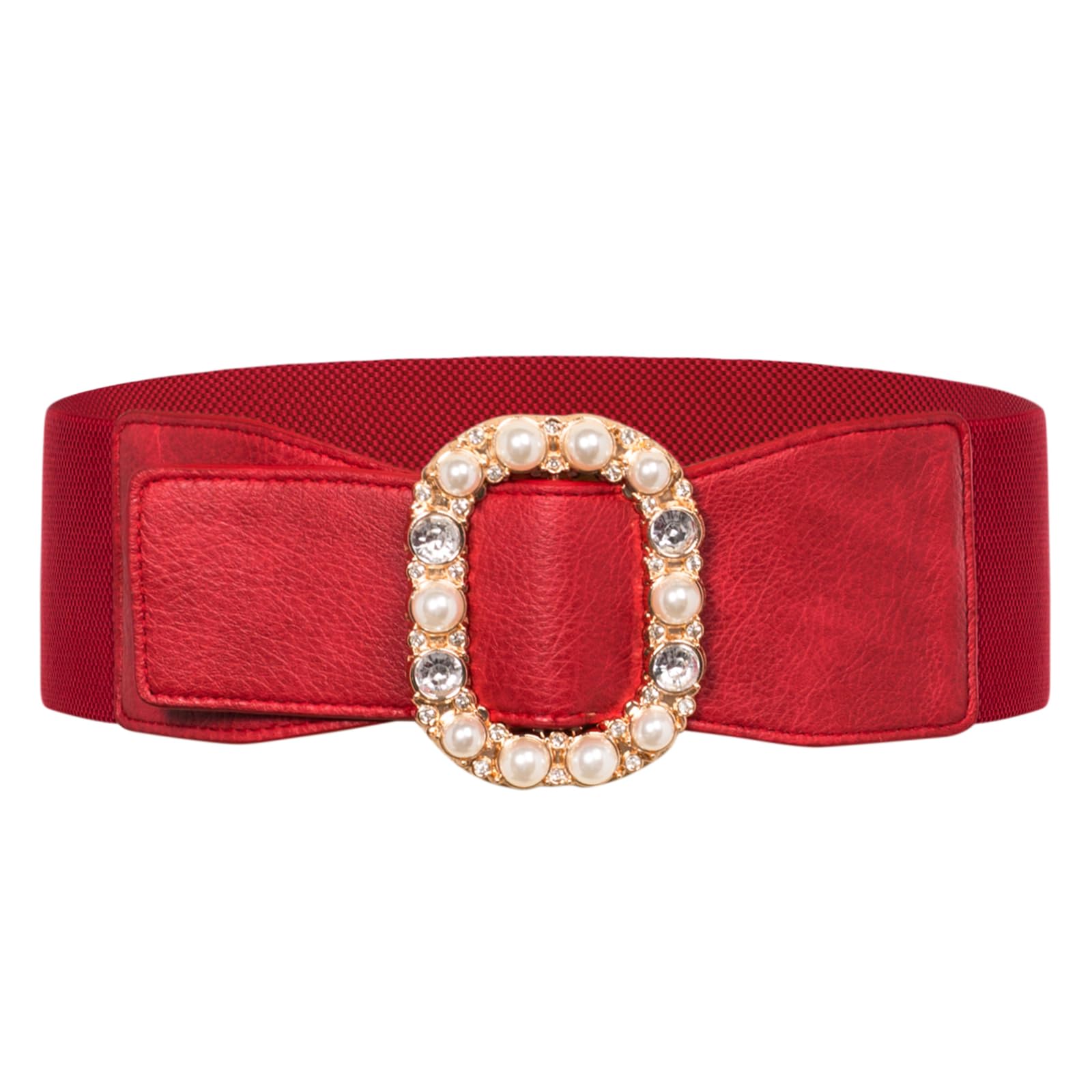 GRACE KARIN Wide Diamind Belts for Women Elastic Vintage Belt Stretchy Retro Wide Belt(Black,L