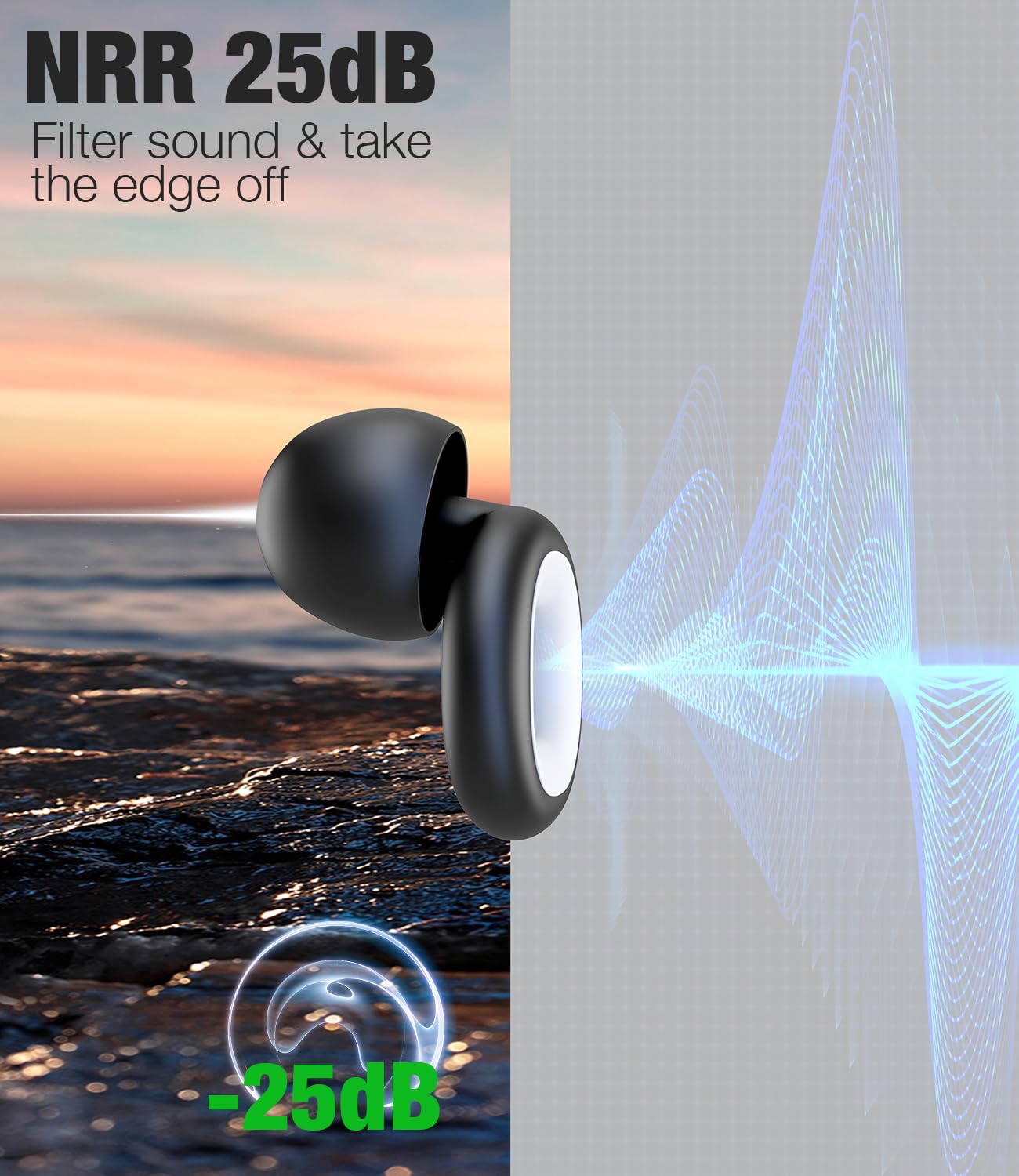 Haceryc Ear Plugs for Sleeping Noise Cancelling, Soft Reusable Earplugs for Sleep, Noise Sensitivity, Work, Study - 8 Ear Tips in XS, S, M, L with Small Box -25dB Silicone Earplugs for Noise Reduction
