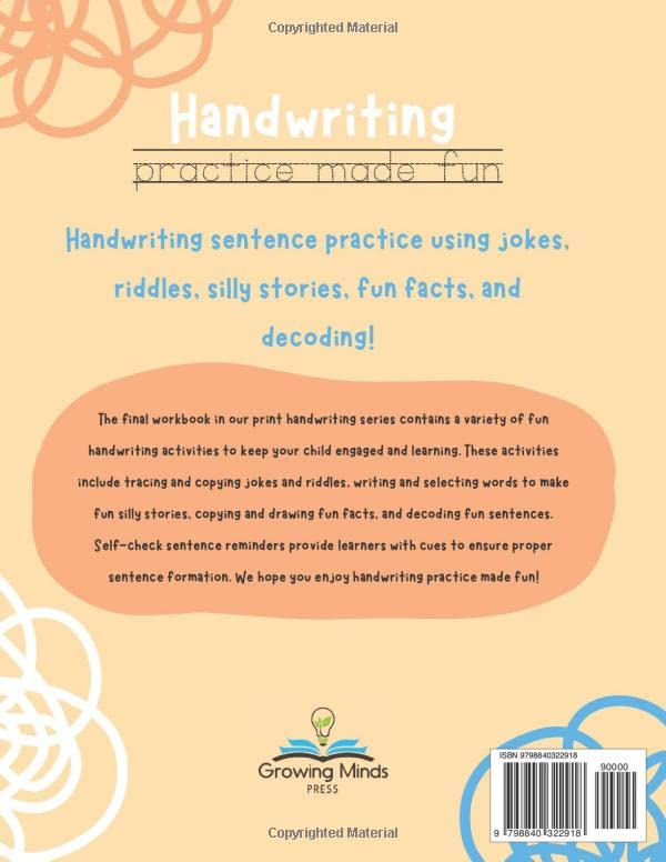 Handwriting Practice Made Fun: Jokes, Riddles, Stories, and More! Penmanship and Writing Workbook with Sentences for 2nd, 3rd, 4th Grade