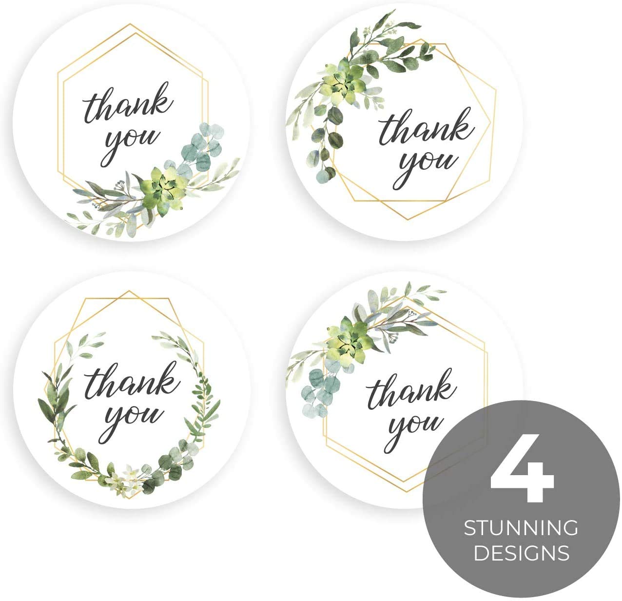 Haoyun Round Flower Thank You Stickers for Gift 500 pcs/roll