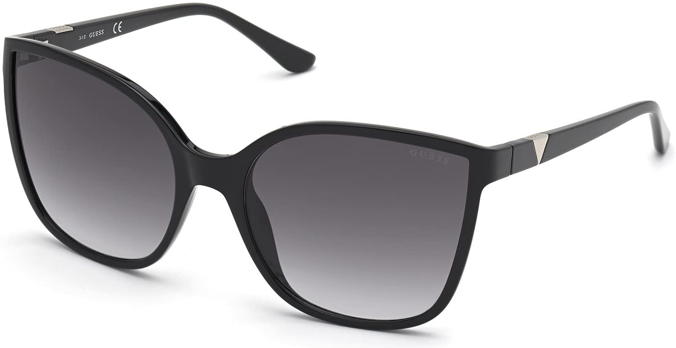 GUESS GU7748 01B 60MM Shiny Black/Gradient Smoke Square Sunglasses for women + BUNDLE with Designer iWear Eyewear Kit