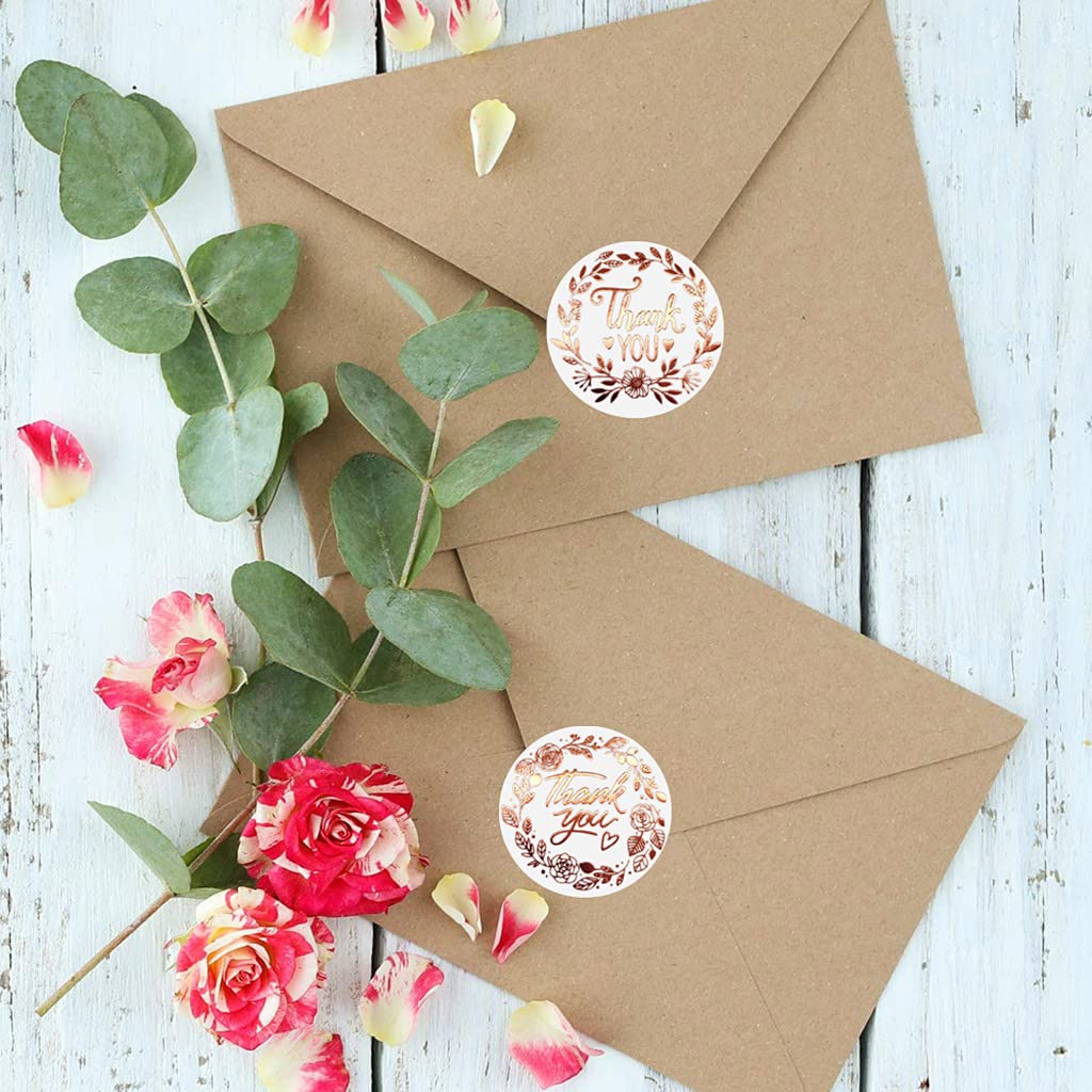 Kinteshun Thank You Sticker,Thank You Olive Branch Gold Stamping Self-Adhesive Label Decal Envelope Seal Baking Paster Sticker for Gift Packing Decoration(500pcs,1.5")