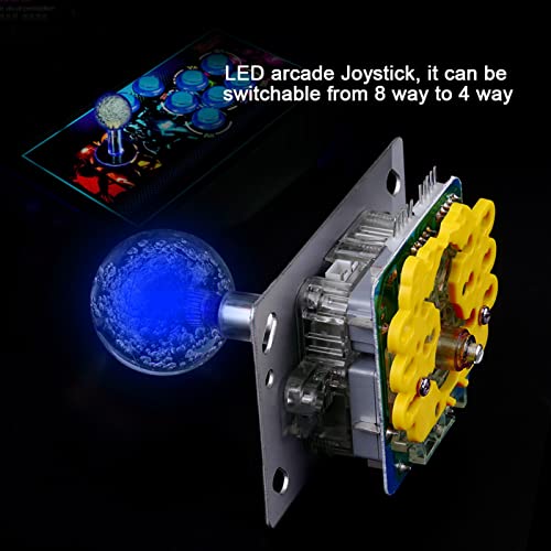 LED Arcade Joystick, Plastic LED Illuminated from 4 to 8 Way Joystick for DIY Arcade Game Accessories for Handmade